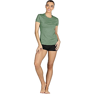 icyzone Workout Running Tshirts for Women - Fitness Athletic Yoga Tops Exercise Gym Shirts (Pack of 3) (XL, Charcoal/Burgundy/Turf Green)