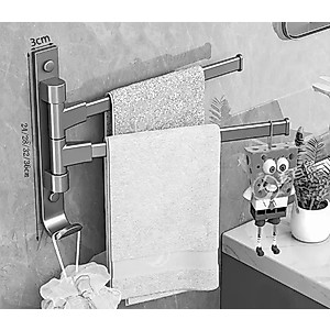 SEIFE Wall Mounted Towel Rack Swivel Towel Rail Chrome Stainless Steel Wall Mounted Towel Rack Holder with 4 Swivel Bars 180° Rotation Swing Towel Holder for Kitchen,Bathroom Bathroom Shelves (Color