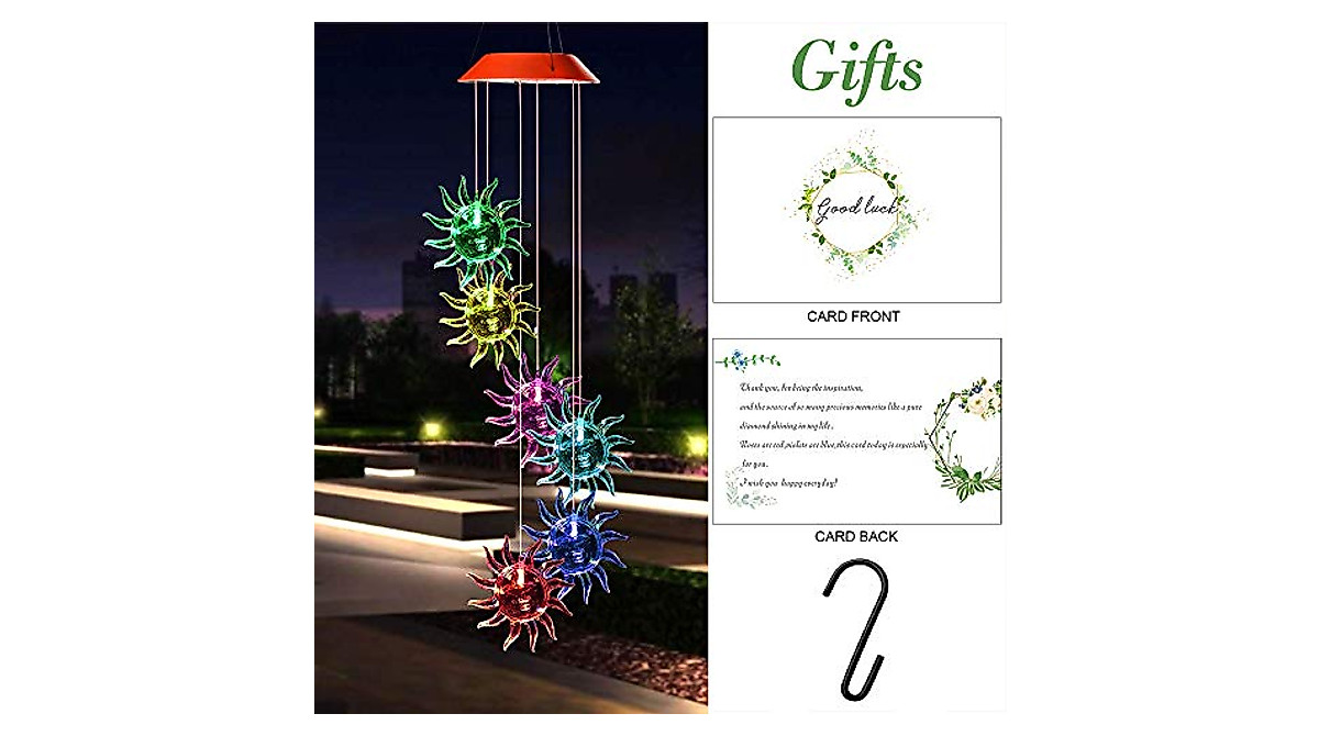 Sunflower Solar Wind Chimes - Colorful Garden LED Decor Gift
