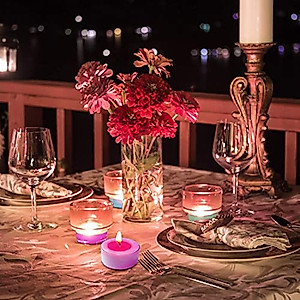 Kenking Lilac Scented Tealight Candles, 30 Packs Hot Pink Soy Wax Tea Lights, 4-5 Hour Burn Time for Dinner Table Holiday Parties