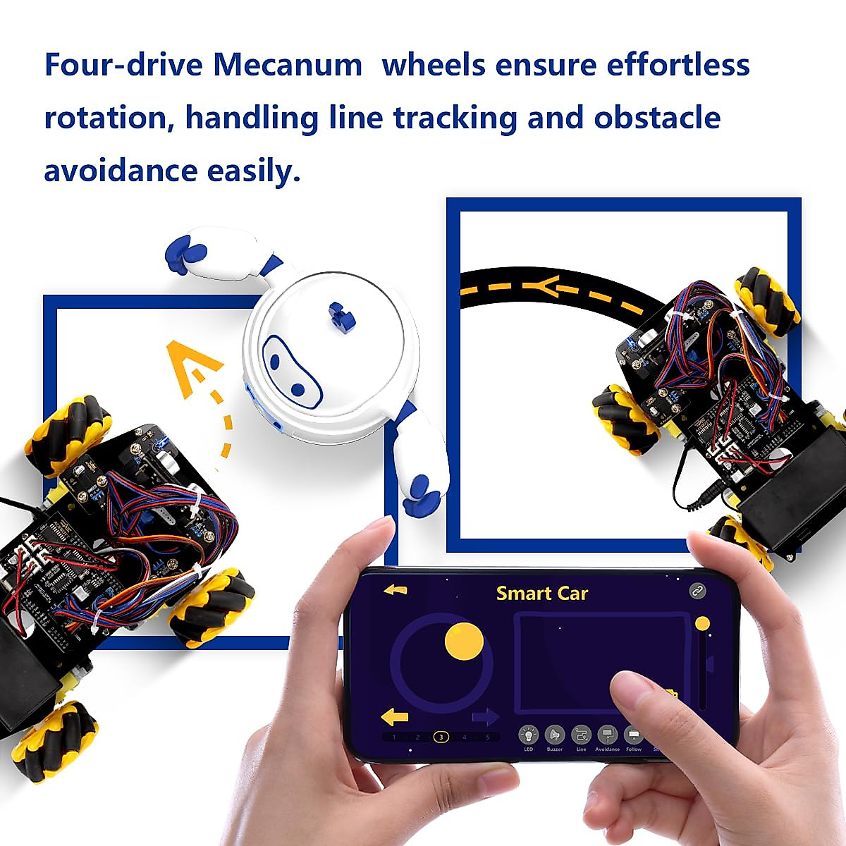 ACEBOTT Smart Robot Car Kit, 4WD Remote Control Car Compatible with Arduino IDE, Electronic Programming Project/STEM Education/Science Coding Kit for Teens and Adults Ages 12+ (V5.0 - Smart Robot Car)