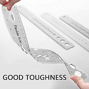 30CM/12inch Unbreakable Clear Rulers Dual Scale Bendable Flexible Rubber Rulers Transparent Shatterproof Straight Plastic Ruler,12 In Flexi Folding Rulers School,Classroom,or Office Kids/Adults(4PCS)