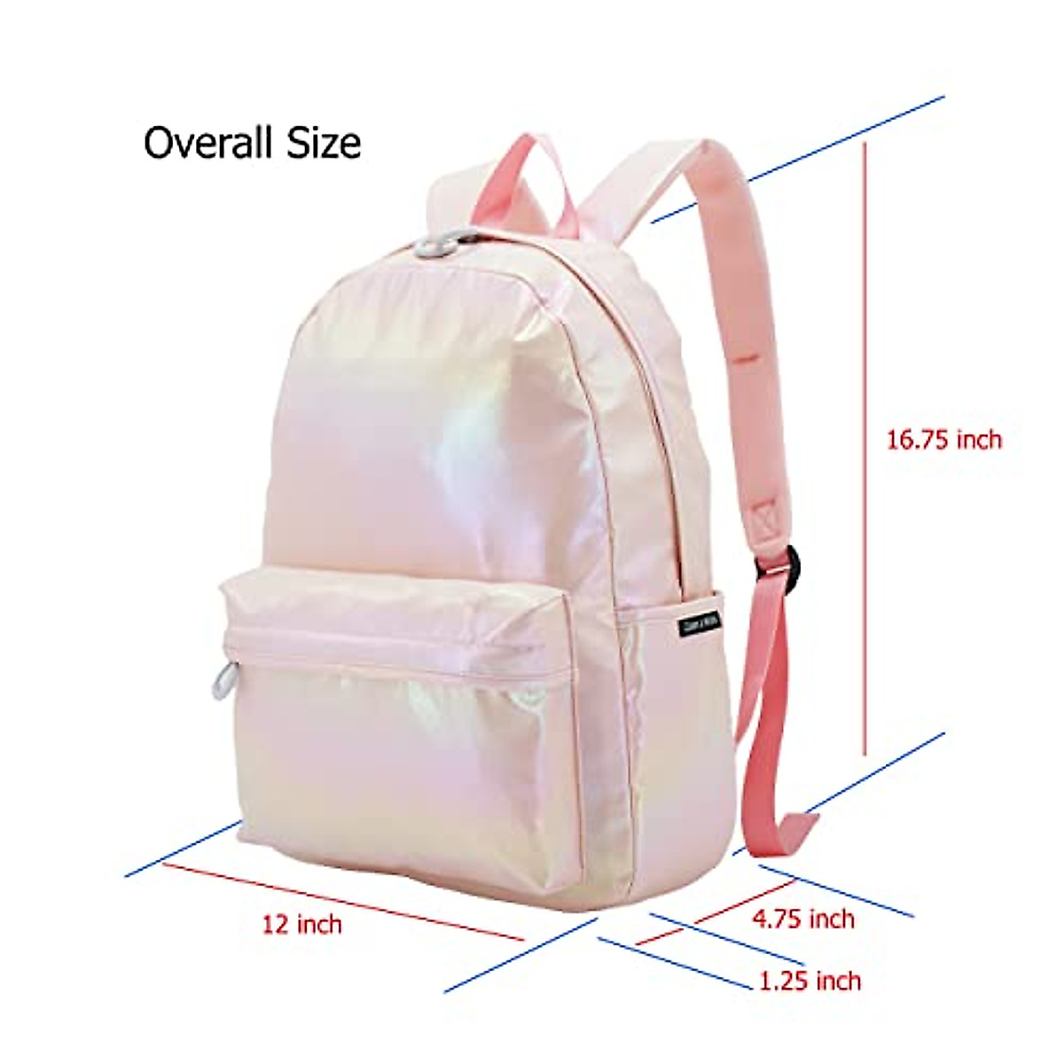 Cheryl & Wong Colorful Lightweight Classic Cute School Work Bookbag for Adult Boys Girls Kids (Middle, Gradient Pink)