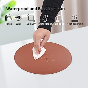 YXLILI Mouse Pad, Double-Sided Mouse Pads Small Round PU Leather Mouse Mat with Stitched Edge Waterproof Mouse Pads for Wireless Computer Mouse for Office Home Gaming Working