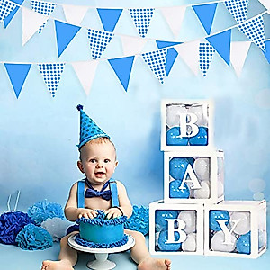 32Ft Blue Party Decorations Blue Buffalo Plaid Checkered White Triangle Flag Gingham Pennant Bunting Fabric Garland for Picnic Racing Car BBQ Birthday Wedding Carnival Party Outdoor Home Garden Decor