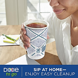 Dixie to Go Disposable Hot Beverage Paper Coffee Cups with Lids, 12 Oz, 156 Count, Assorted Designs