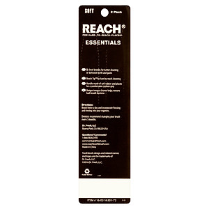 Reach Essentials Plaque, Gum & Tongue Cleaner Toothbrush - 2 Count One Pack