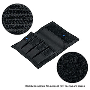 JJC Polyester 18650 Battery Pouch Case for 4PCS 18650 Battery with Extra Zipped Pocket, Hoop&Loop Closure Design 18650 Battery Storage Organizer, Water-Resistant and Easy Carrying with Carabiner