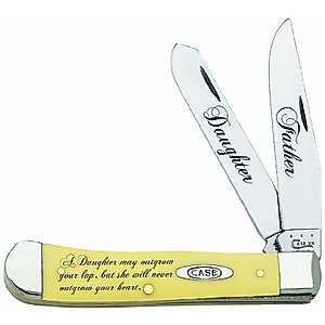 Case Cutlery CAT-FD/Y Yellow Handle Gift Sets Yellow Synthetic Trapper Knife with Stainless Steel Blades, Yellow Synthetic