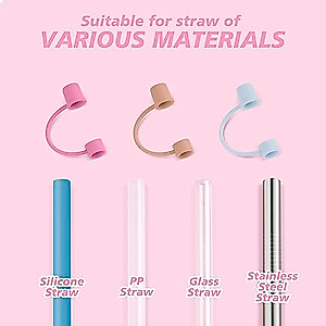 [9 Pack] Straw Cover Cap 10MM for Stanley Cup Adventure Quencher 40oz, Reusable Silicone Stopper tips for Stanley Tumbler 30oz, 20oz,12oz Accessories, Fits 0.4 inch Drinking Straws (Blue/Pink/Brown)