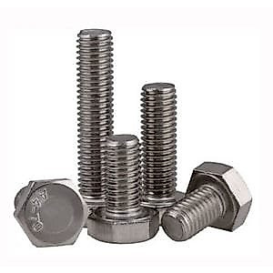 M6-1.0 x 16mm Hex Head Cap Screws, Stainless Steel A4, Plain Finish (Quantity: 100 pcs) - Coarse Thread Metric, Fully Threaded, Length: 16mm Metric, Thread Size: M6 Metric