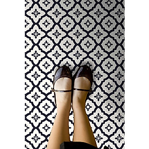 FloorPops FP2480 Comet Peel & Stick Floor Tiles, Black