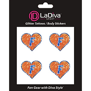 Florida Gators Heart Glitter Tattoo 4-pack