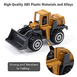 DigHealth Construction Vehicles Toys Set with 32×28 Inches Play Mat, 8 Mini Alloy Engineering Trucks and 7 Road Signs, Excavator and Dumper Truck Toy Gift for 3 4 5 6 7 Years Old Kids, Boy and Toddler