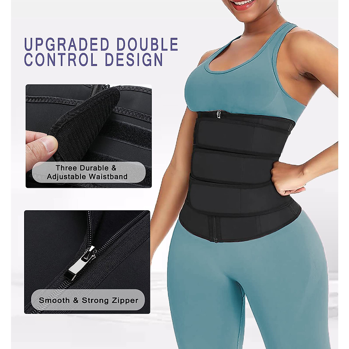 YIANNA Waist Trainer for Women Latex Underbust Training Belt Tummy Control Waist Cincher Sport Girdle,YA2228-Black-M