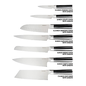 Babish High-Carbon 1.4116 German Steel 14 Piece Full Tang Forged Kitchen Knife Set W/Sheaths