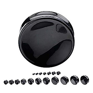 Pierced Owl Black Onyx Natural Stone Double Flared Saddle Plugs, Sold as a Pair (19mm (3/4"))