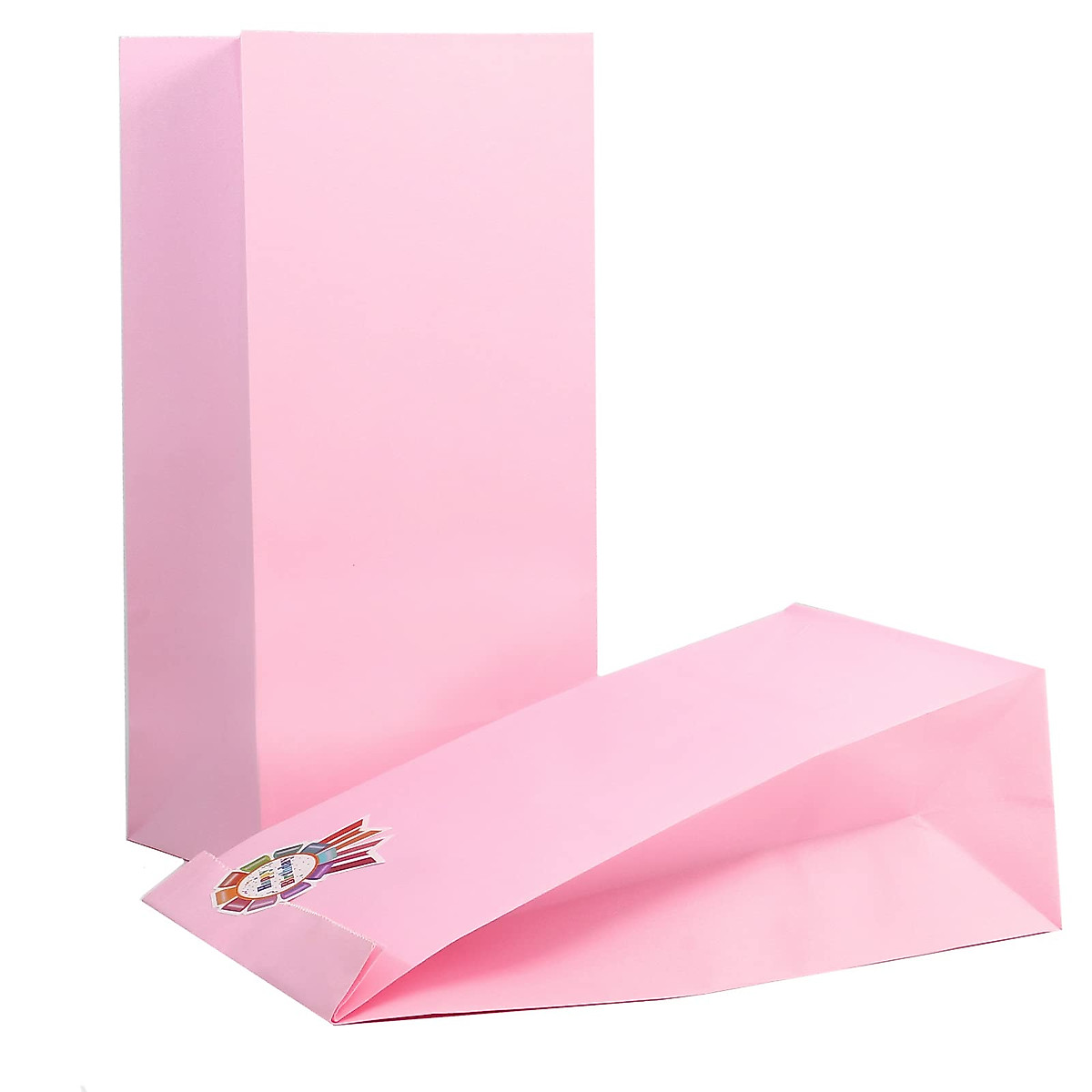 Oletx 30-Pack Pink Party Favor Paper Bags, 9'' Wrapped Treat Bags, Goodie Bags, Candy Bags, Paper Lunch Bags for Birthday Party, Babyshower, School Activitities