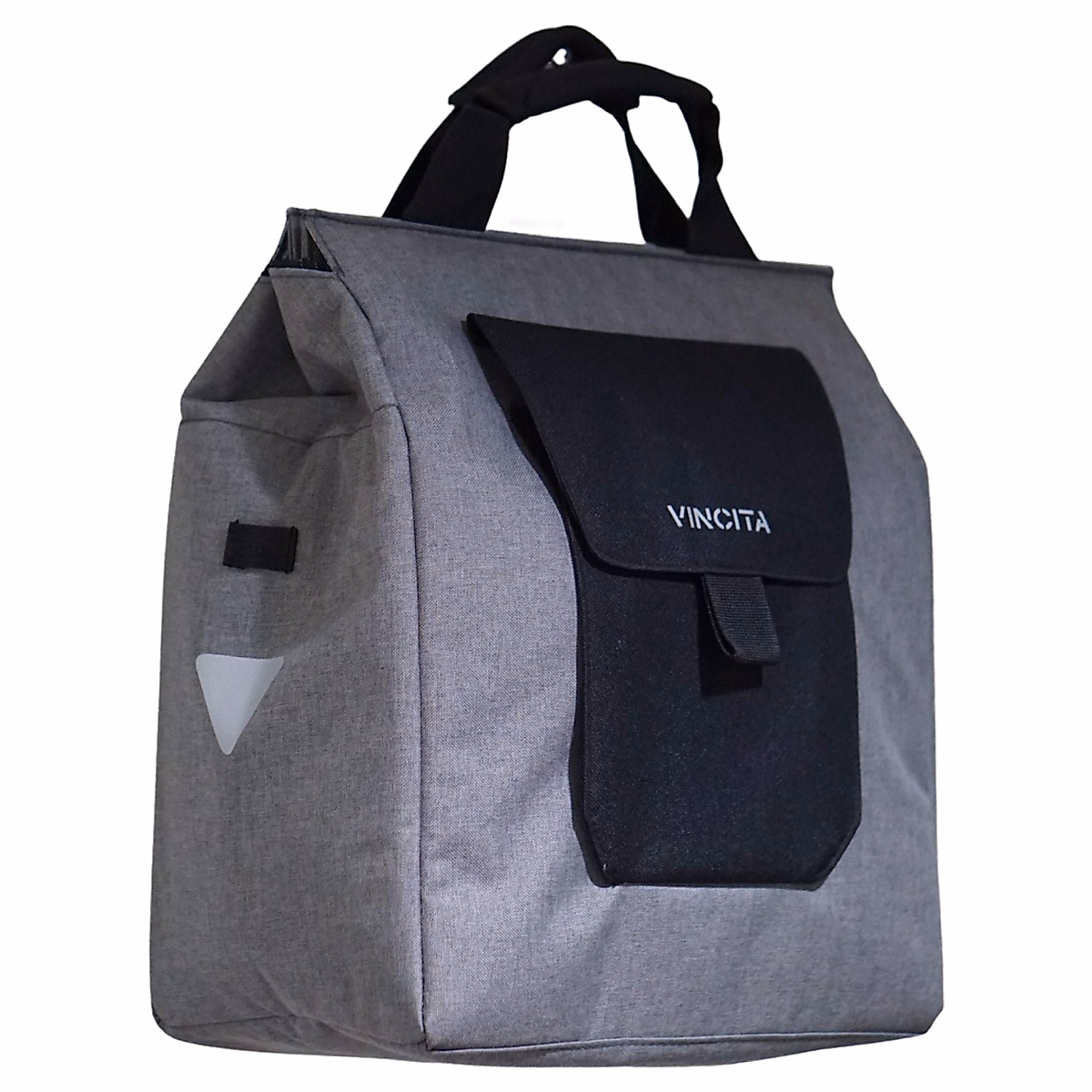 Vincita Jess Bicycle Insulated Grocery Pannier - 24 L Cooler Bike Shopping Bag for Urban Commuter with Large Capacity, Handle, Big Zipper Opening and Reflective Spots