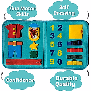 SousBear Toddler Busy Board 1+ Year Old, Sensory Board for Toddlers 2 3 4, Engaging Activity Board Gifts for Girls & Boys, Fun & Educational Montessori Busy Board, Travel, Car, Airplane,