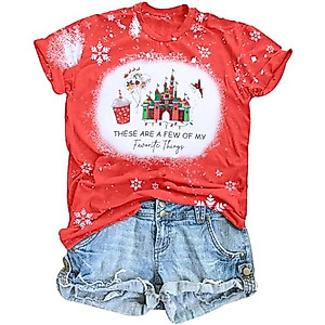 Women Magical Christmas T Shirt Merry Christmas Shirt Xmas Magic Kingdom Shirts Magic Castle Holiday Short Sleeve Top Tee Red