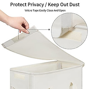 Chrislley Slim Laundry Hamper with Lid Narrow Laundry Basket with Handle Rolling Laundry Basket with Wheels(Beige）