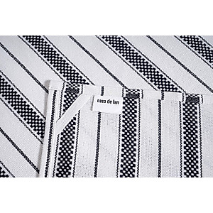 Casa De Lan Premium Kitchen Towels Pack of 6 - Dish Wipes for Kitchen - Chain Stripe Towels - Tea Towels for Kitchen - Hand Cloths - 100% Ring Spun Cotton - 20'' x 30'' - Black