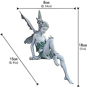 Sitting Fairy Statue for Garden Tudor Sitting Fairy Statue Beautiful Tudor and Turek Sitting Fairy Statue Garden Ornament Resin Craft for Landscaping Garden Yard Decoration (A)