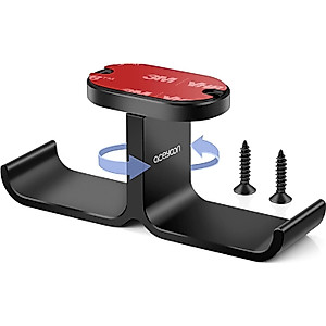 aceyoon Headphone Stand Hanger Under Desk Designed Aluminum Headphone Holder Hook 90° Rotatable Headsets Adhesive & Screws Universal Compatible with PC Gaming DJ Headsets