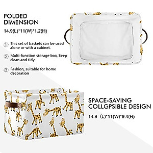 Storage Basket Cute Little Cartoon Giraffe Storage Bin with Handle Foldable Rectangle Fabric Organizer Basket for Home Bedroom Nursery Closet, 1 Pack