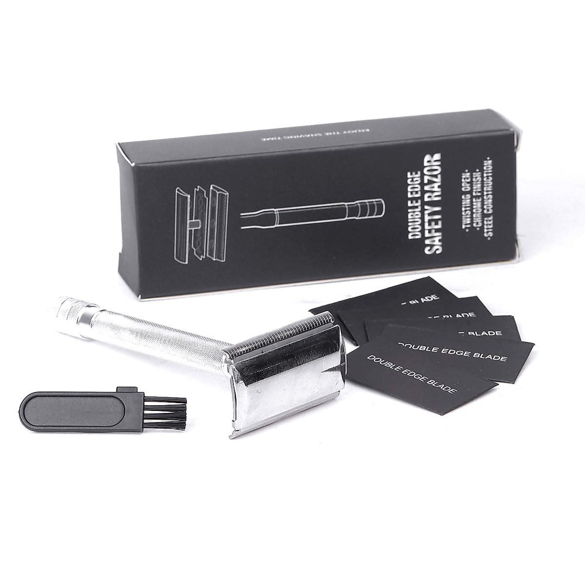 Tianwei Double Edge Safety Razor for Men & Women | Silver Waste Free Sided Vintage Shaving Fits All Edged Blades Zero Timeless