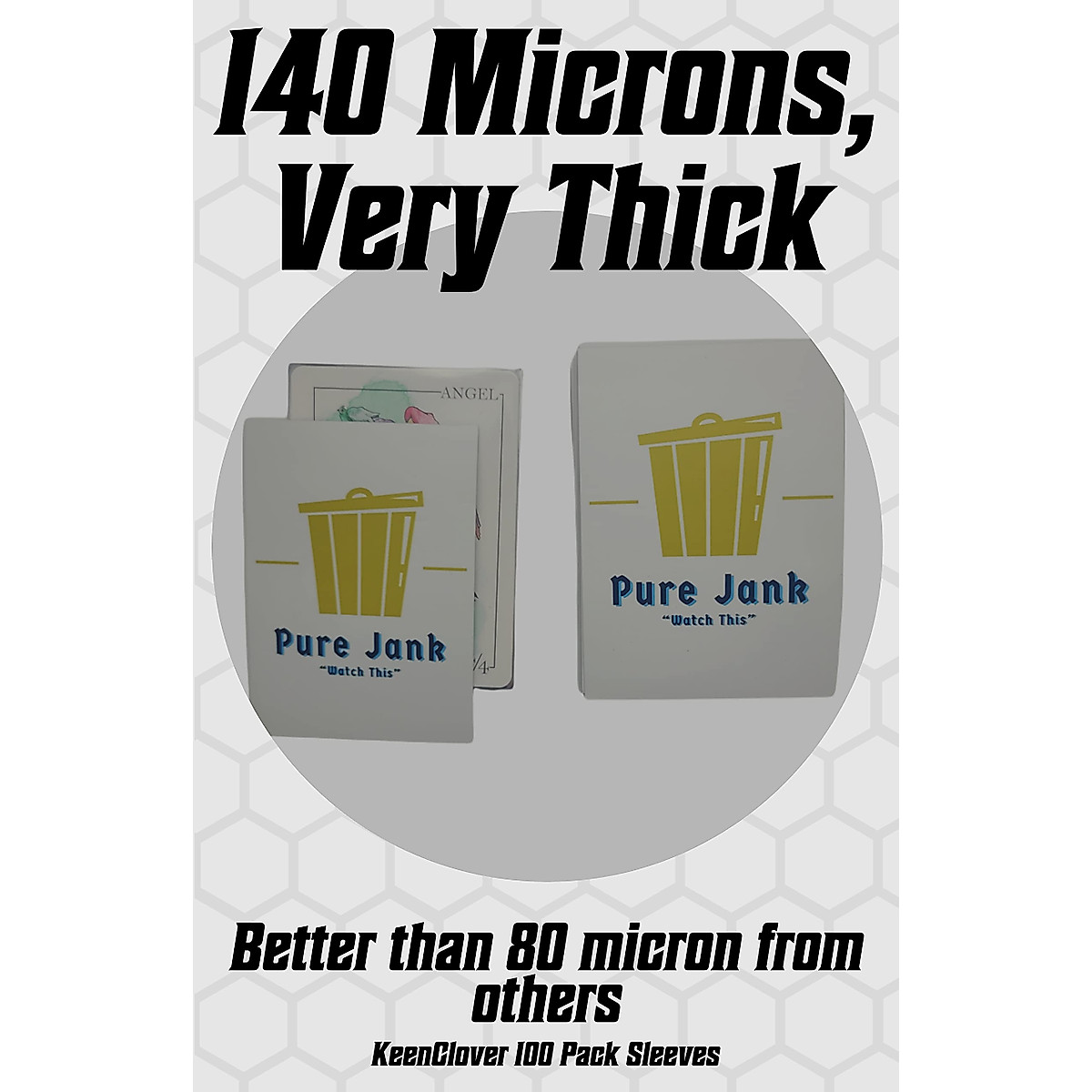 KeenClover Trading Card Sleeves 100 Pack Matte Standard Size, Strong and Thick Pure Jank 66mm x 91mm