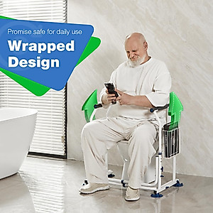 GreenChief Toilet Safety Frame 350lbs, Stand Alone Toilet Rails, Adjustable Handrails Fit Most Toilets, Medical Toilet Seat Frame for Elderly Handicap Disabled, 4 Large Suction Cups