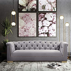 TOV Furniture Farah Grey Velvet Sofa