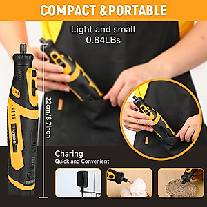 Hoteche Mini Cordless Rotary Tool Kit 5-Speed 8V Li-ion Battery with 42 Accessories - Precision Multi-Purpose Electric Rotary Tool for Grinding, Sanding, Cutting and Engraving