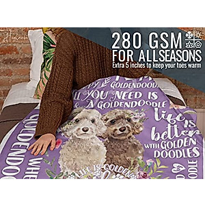 Huglanket Goldendoodle Gifts, Goldendoodle Blanket for Goldendoodle Mom, Cute & Unique Goldendoodle Design, Throw Blanket Gifts for Dog Lovers, Family, Friends, Flannel Plush Blankets - 50"x 65"