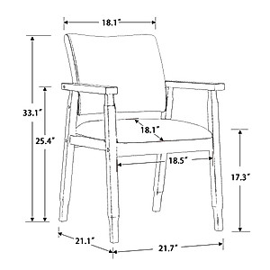 thksbought Mid Century Modern Walnut Dining Chairs Wood Arm Beige Fabric Kitchen Cafe Living Room Decor Furniture