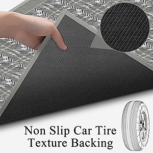 GOYLSER Rubber Kitchen Mats for Floor Non Skid - Absorbent Kitchen Carpet Jute Kitchen Rugs Rustic Hallway Rugs Kitchen Mat Kitchen Bath Mat - Grey Kitchen Mats Runner Rugs Mats for Standing Mat