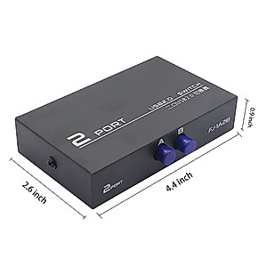 QIANRENON Printer Sharing Switch, 2-Port USB 2.0 Switch Adapter for USB Device Port Sharing Between 2 Computers (2 Switch),with 2 Pack USB 2.0 Male Cable