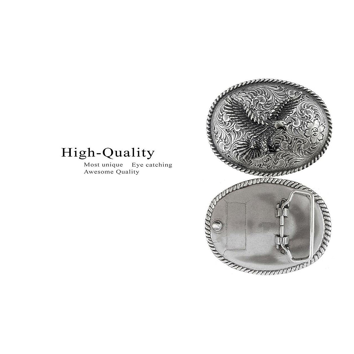 H8170 Western American Eagle Belt Buckle Fits 1-1/2"(38mm) Belt (Antique Silver)