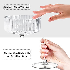 4 Pcs Coupe Glasses, Hand Blown 10 oz Cocktail Glasses, Ribbed Martini Glasses, Gift Boxed Drinking Glasses Set Pefect for Espresso Martini, Manhattan, Cocktail, Wine, Champagne