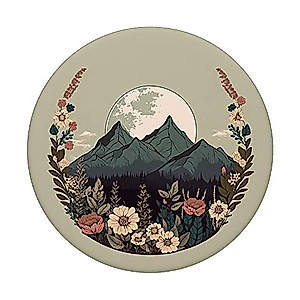 Boho Chic Floral Moon Forest Nature Mountain Retro For Girls PopSockets Swappable PopGrip