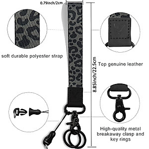 Yiflin Cute Wrist Lanyard for Keys, Keychain, Wallet, Id Holder, Cell Phone, Wristlet Lanyard Key Chain Holder（Black Leopard）