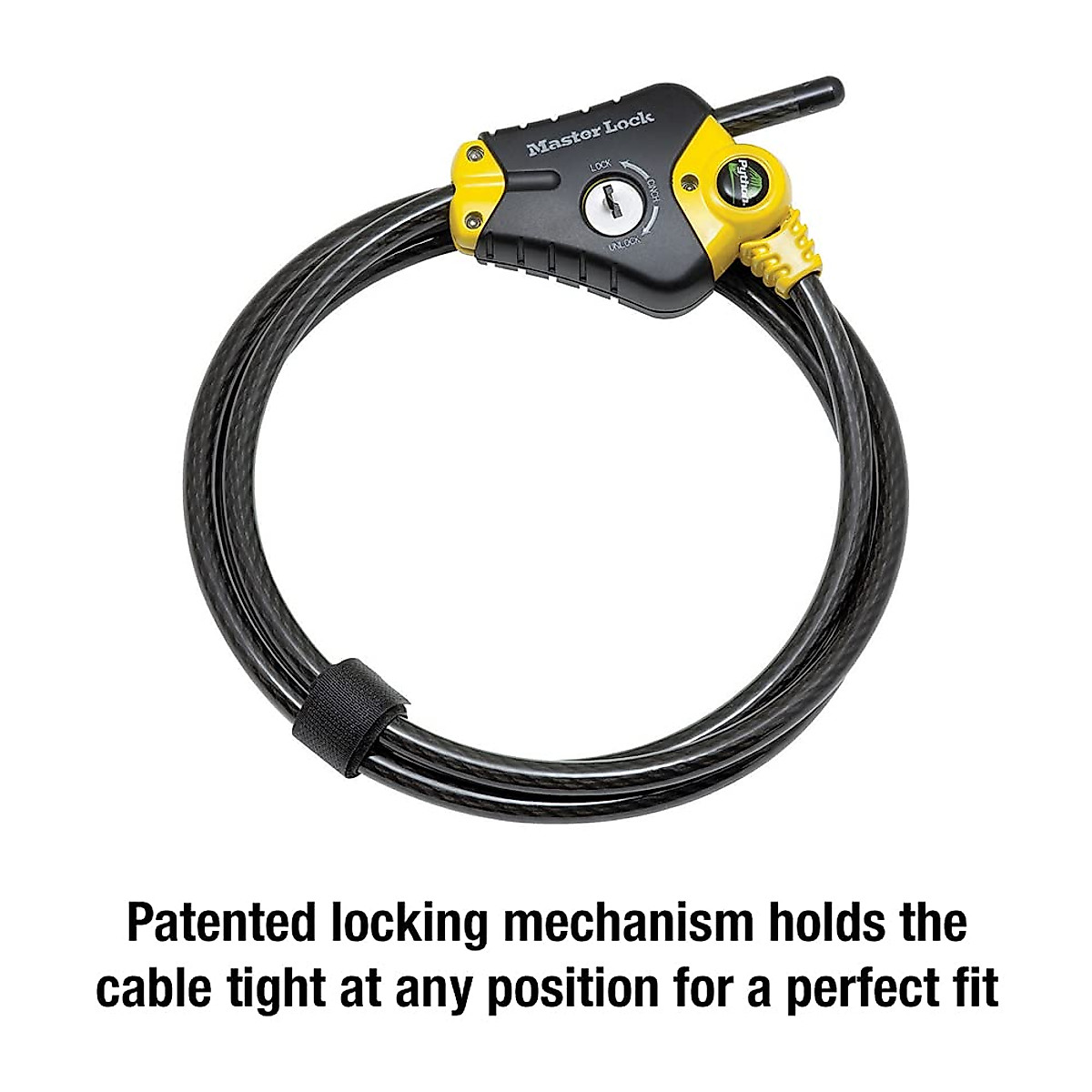 Master Lock 8413DPF Python Cable Lock with Key, 1 Pack, Black and Yellow, 6' x 3/8" diameter