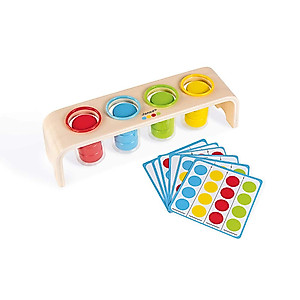 Janod Essentials Color Sorting Game – Wooden Puzzle with 12 Different Pattern Cards – Ages 2+ Years - J05066