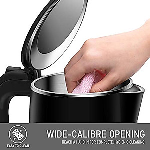 COOKTRON 1.7L Quiet Electric Kettle, Double Wall Hot Water Boiler BPA-Free Cool Touch Tea Kettle, Cordless with Auto Shut-Off & Boil Dry Protection, 1500W Fast Boiling, Black