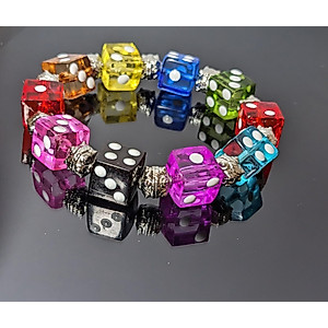 Dice Bracelet, Casino Bracelet For Women, Bunco Bracelet Gift, Plastic Beaded Bracelet Multi Color 1 pc