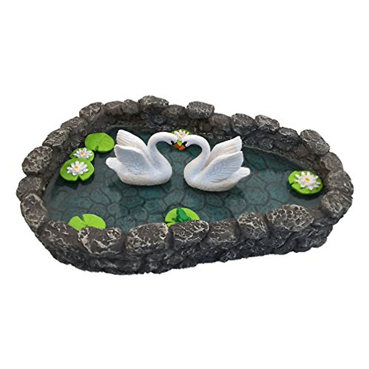 GlitZGlam Swan Miniature Pond - Love is in The air! A Miniature Swan Lake for a Miniature Fairy Garden and Miniature Garden Accessories