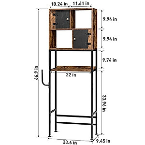 Becko US Over The Toilet Storage Rack with Cabinet, 4-Tier Freestanding Bathroom Storage Organizer Shelf with Toilet Paper Holder