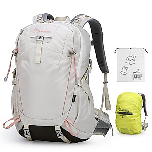 MOUNTAINTOP 35L Hiking Backpack for Women Outdoor Backpack with Rain Cover for Camping, Cycling and Traveling, Ivory